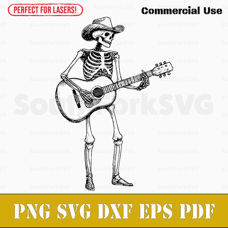 Skeleton With Guitar - Etsy