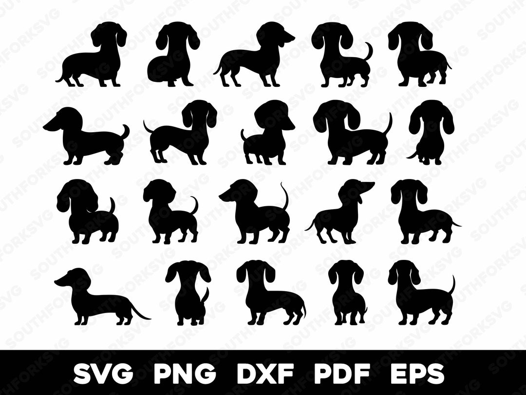 Dachshund Weiner Dog Simple Silhouette Bundle 1 | Svg Png Dxf Eps Pdf ...