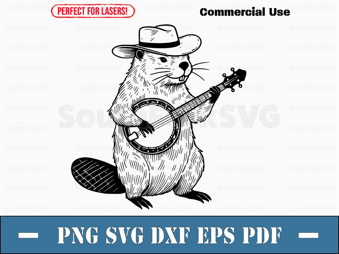Beaver Playing Banjo Svg Png Dxf Eps Pdf | Laser Engrave Cut Print ...