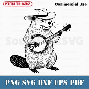 Beaver Playing Banjo Svg Png Dxf Eps Pdf | Laser Engrave Cut Print ...