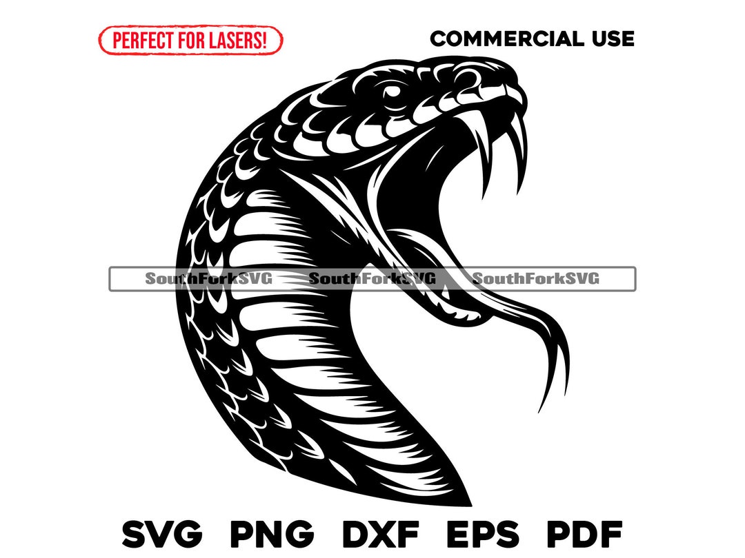Hissing Cobra Snake Head | Svg Png Dxf Eps Pdf | Vector Graphic Cut ...