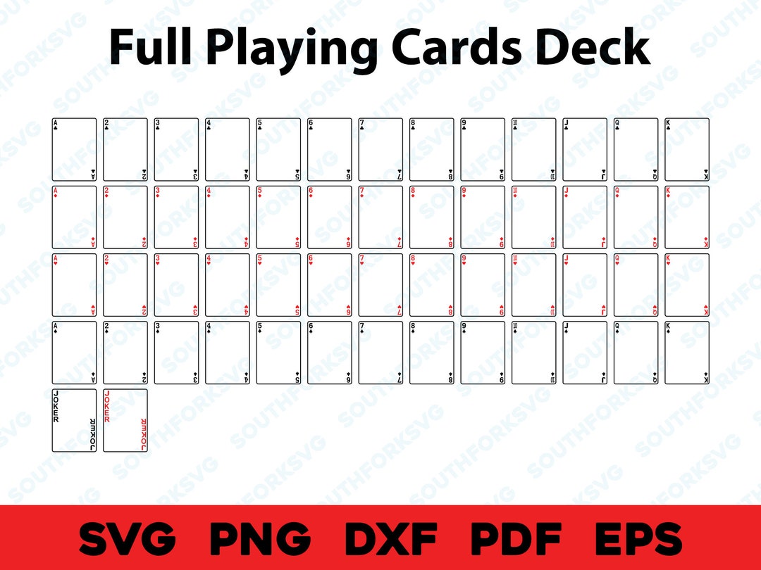 Full Playing Cards Deck BLANK Svg Png Dxf Eps Pdf Bundle Transparent ...
