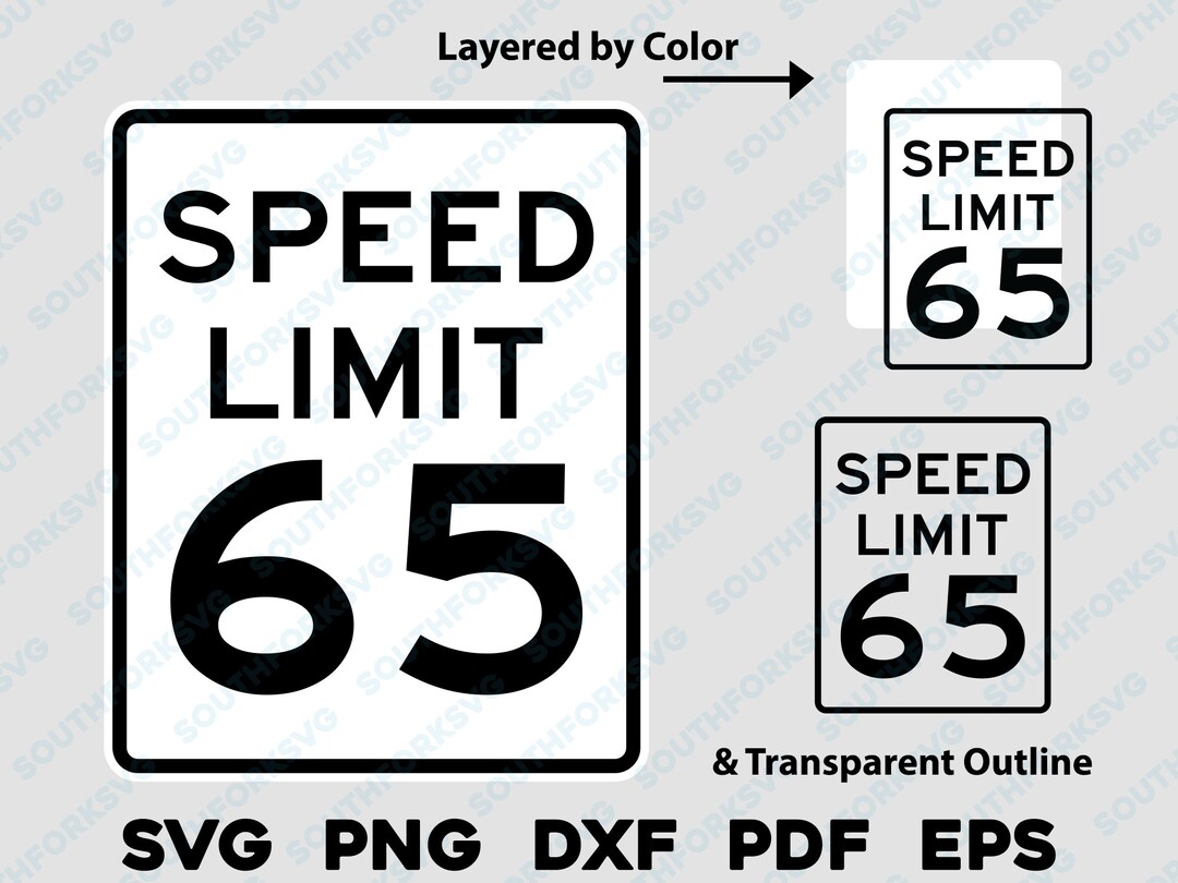 Speed Limit 65 Sign Logo Symbol Svg Png Dxf Eps Pdf Layered by Color ...