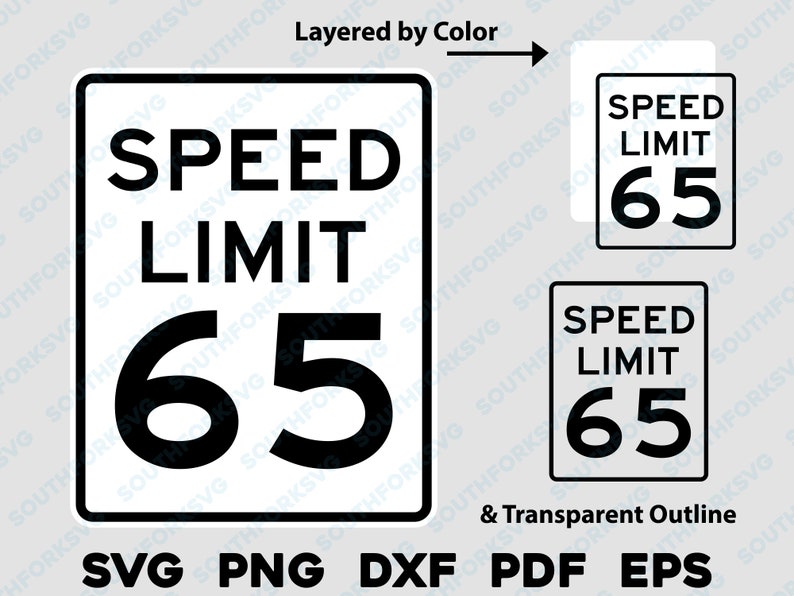 Speed Limit 65 Sign Logo Symbol Svg Png Dxf Eps Pdf Layered by Color ...