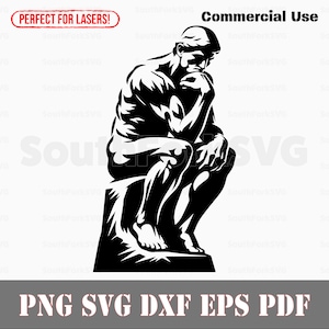 The Thinker Thinking Man Statue Svg Png Dxf Eps Pdf | Transparent ...