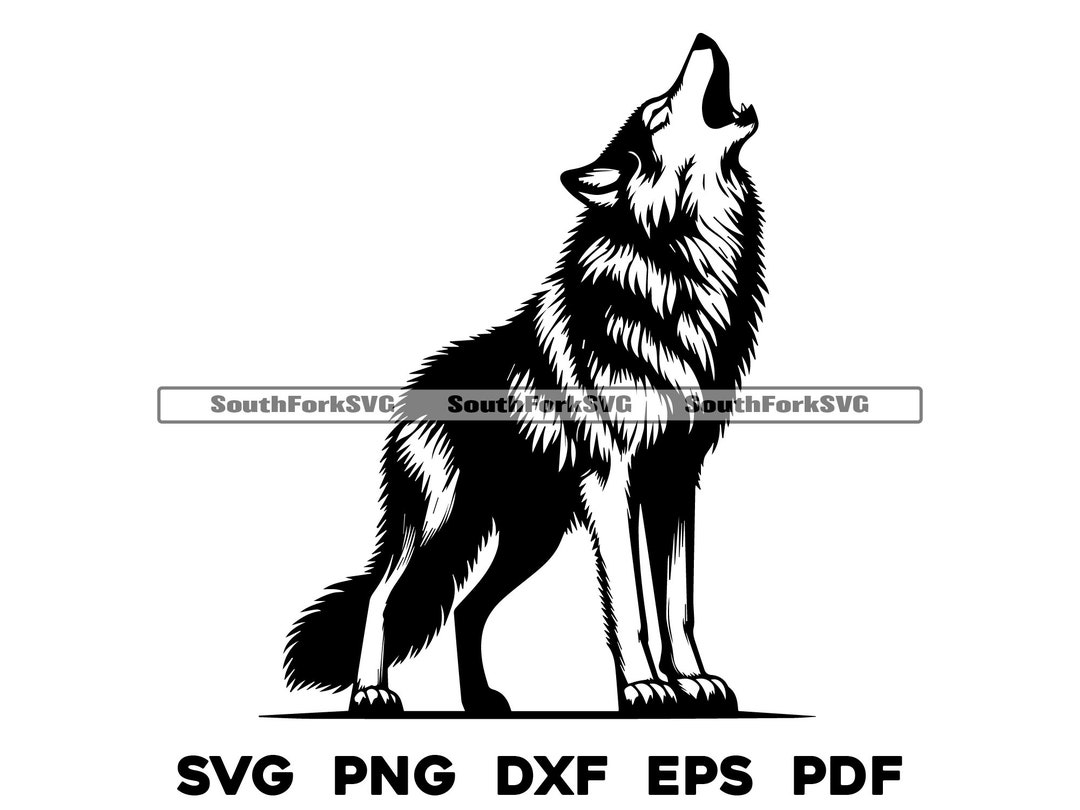 Female Wolf Howling Design | Svg Png Dxf Eps Pdf | Vector Graphic Cut ...