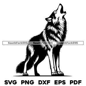 Female Wolf Howling Design | Svg Png Dxf Eps Pdf | Vector Graphic Cut ...