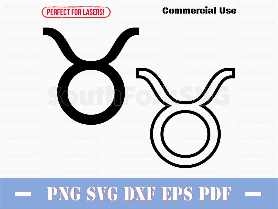 Taurus Zodiac Symbol Solid Silhouette & Outline Svg Png Dxf Pdf Eps ...