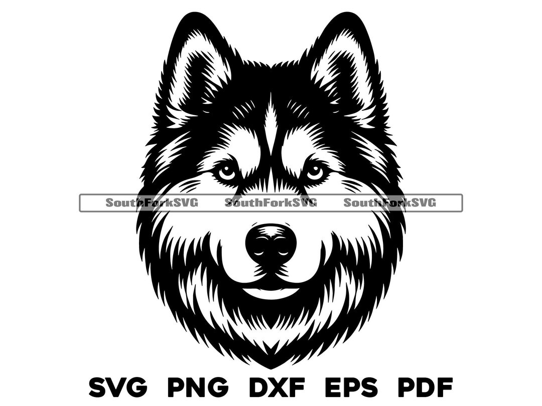 Siberian Husky Dog Head Design | Svg Png Dxf Eps Pdf | Vector Graphic ...