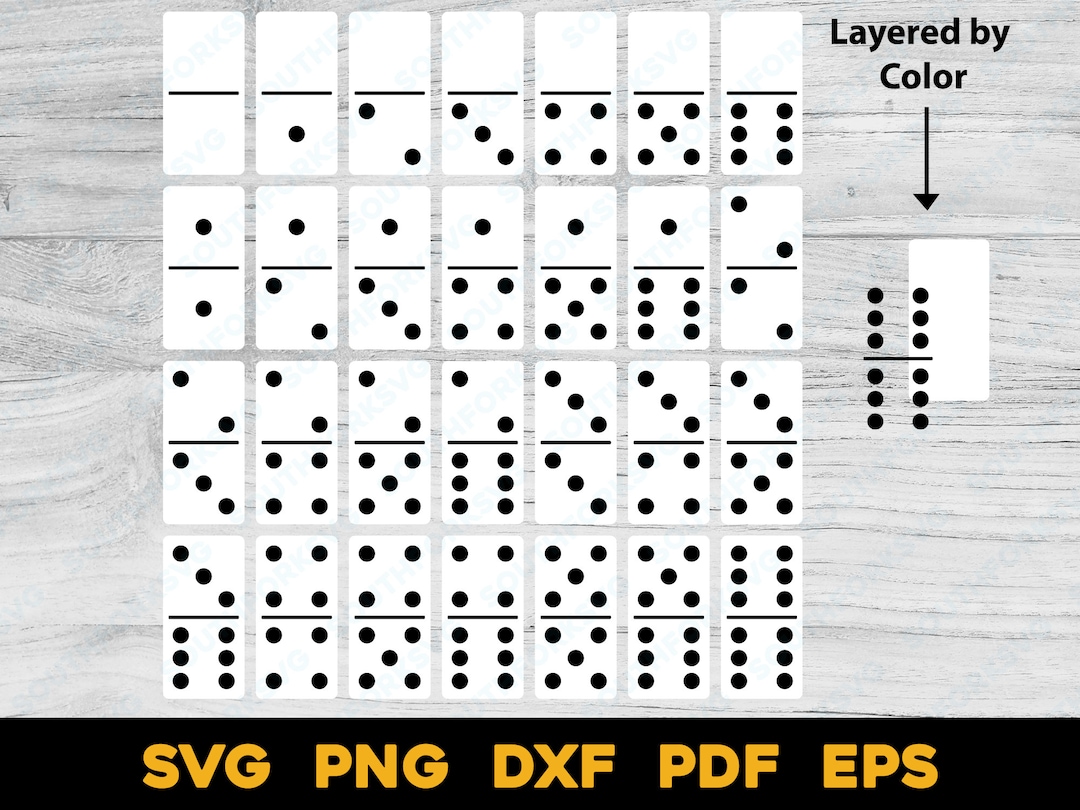 Full Dominoes Game Tile Set 1 Layered by Color | Svg Png Dxf Eps Pdf ...