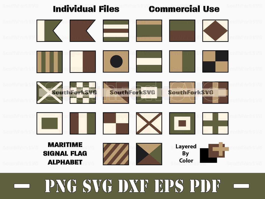 Camo Themed Maritime Signal Flags Alphabet Svg Png Dxf Eps Pdf ...