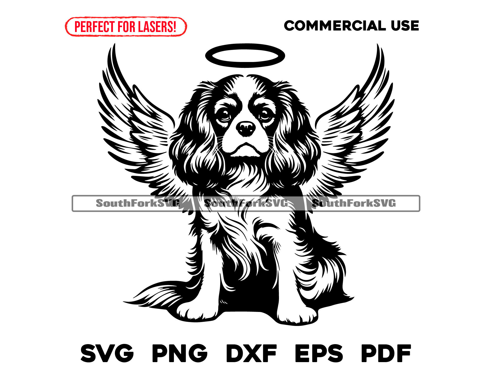 King Charles Spaniel Angel Wings Halo Svg Png Dxf Eps Pdf | Vector ...
