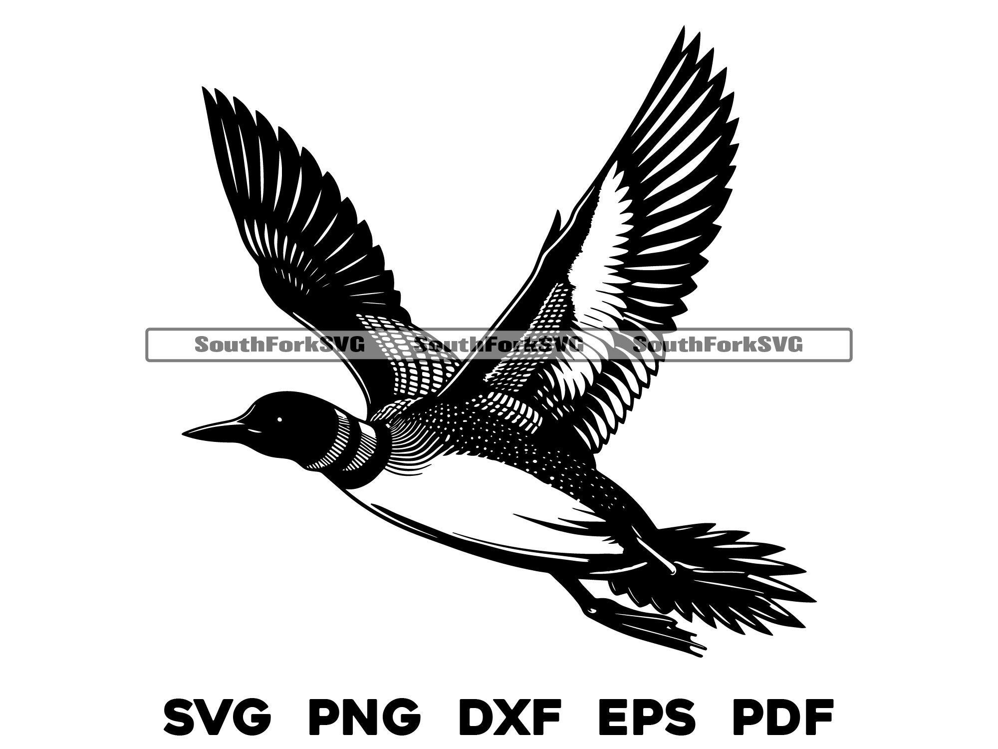 Flying Loon Bird Svg Png Dxf Eps Pdf Vector Graphic Design - Etsy