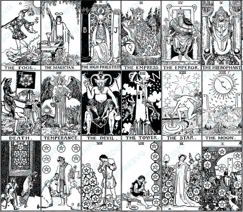 Full SVG Set 78 Rider Waite Smith Tarot Card Deck Bundle | Zodiac ...