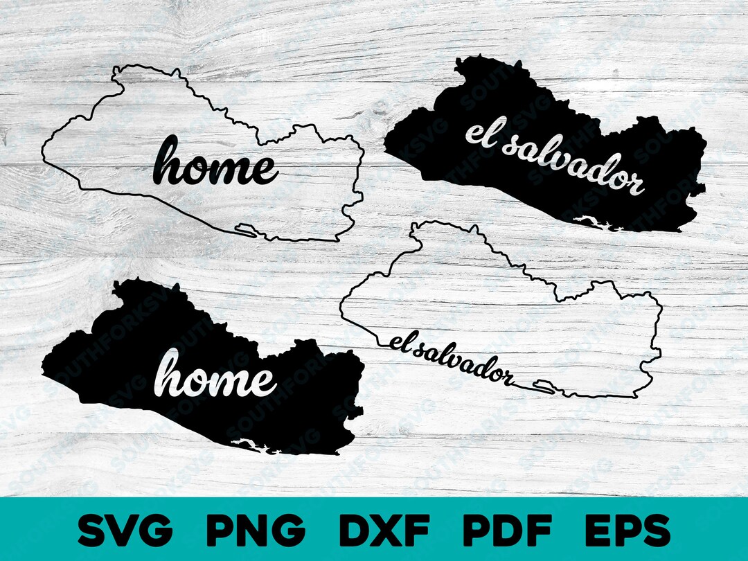 El Salvador Country Outline + Silhouette Script Bundle | Svg Png Dxf ...