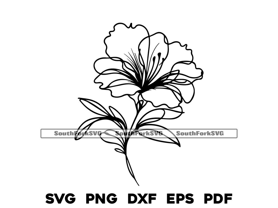 Azalea Flower Line Art Design | Svg Png Dxf Eps Pdf | Vector Graphic ...