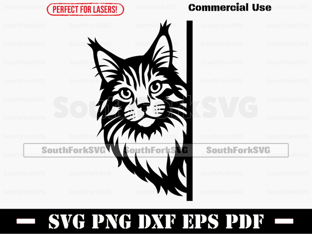 Peering Ginger Cat Svg Png Dxf Eps Pdf | Vector Graphic Cut File Laser ...