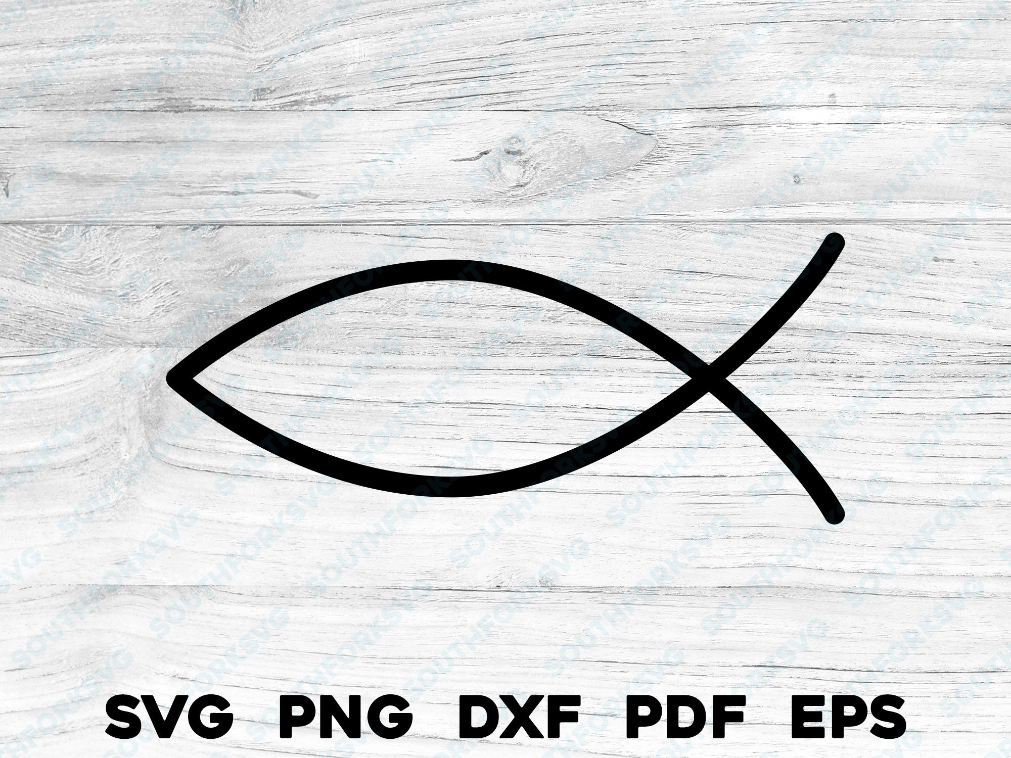 Ichthys Jesus Fish Outline Svg Png Dxf Eps Pdf | Graphic Design Cut ...
