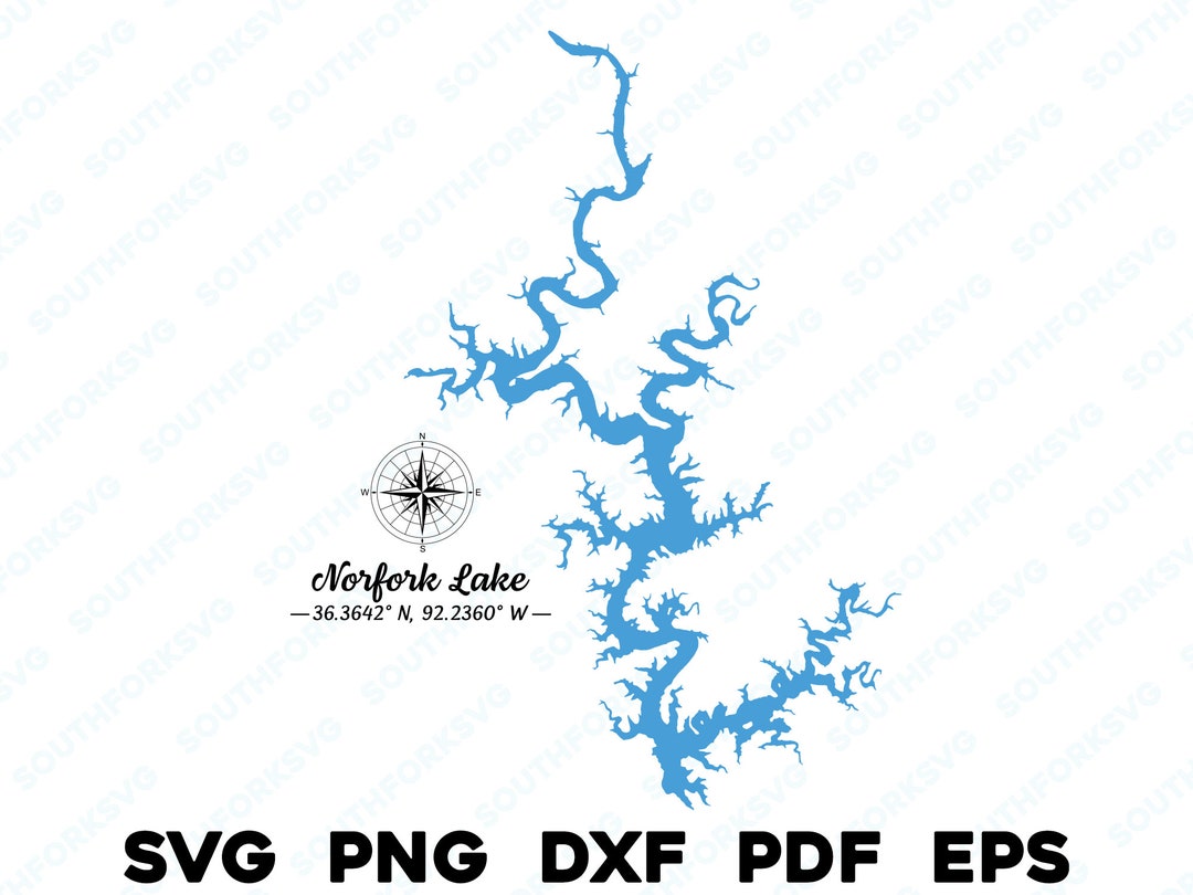 Norfork Lake Arkansas Map Shape Silhouette Svg Png Dxf Pdf Eps Vector ...