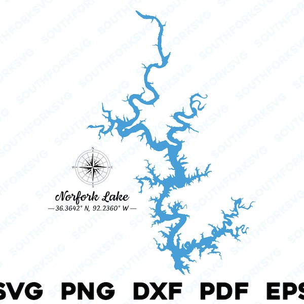 Norfork Lake Map Svg - Etsy