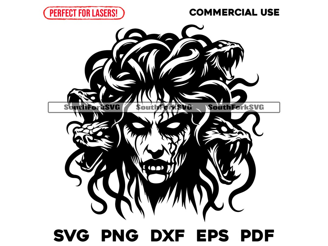 Medusa Gorgon Svg Png Dxf Eps Pdf | Transparent Vector Graphic Design ...