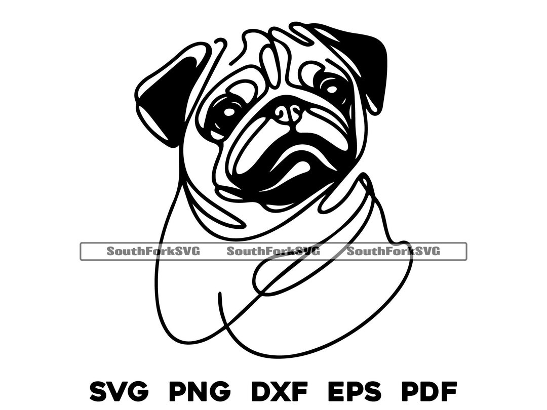 Pug Dog Minimal Line Art Design Files Svg Png Dxf Eps Pdf | Vector ...
