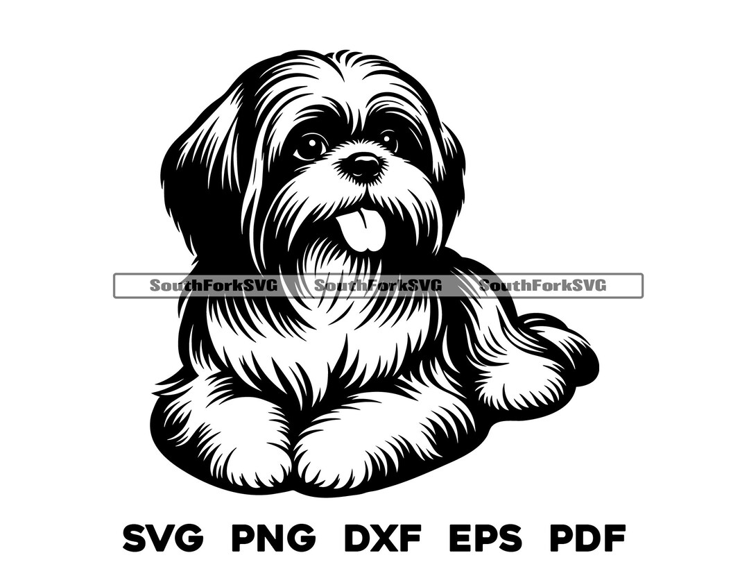 Shih Tzu Dog Laying Design | Svg Png Dxf Eps Pdf | Vector Graphic Cut ...