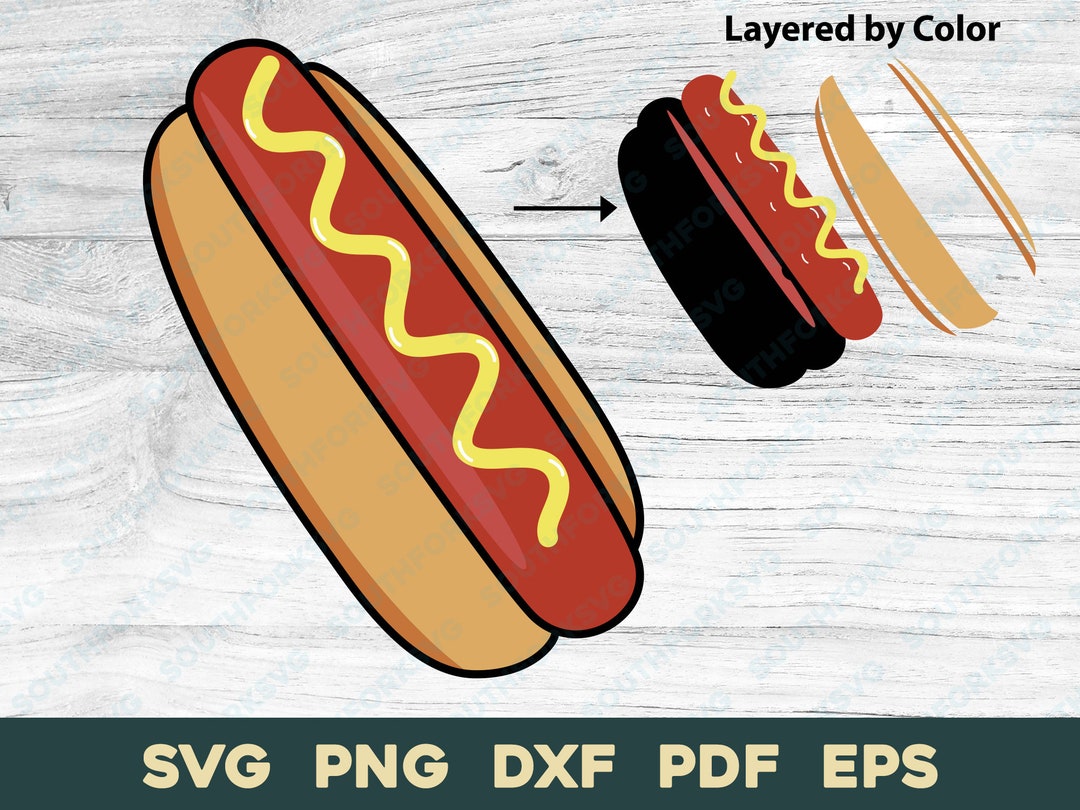 Hot Dog Svg Png Dxf Pdf Eps | Layered by Color Cut File Clip Art Vector ...
