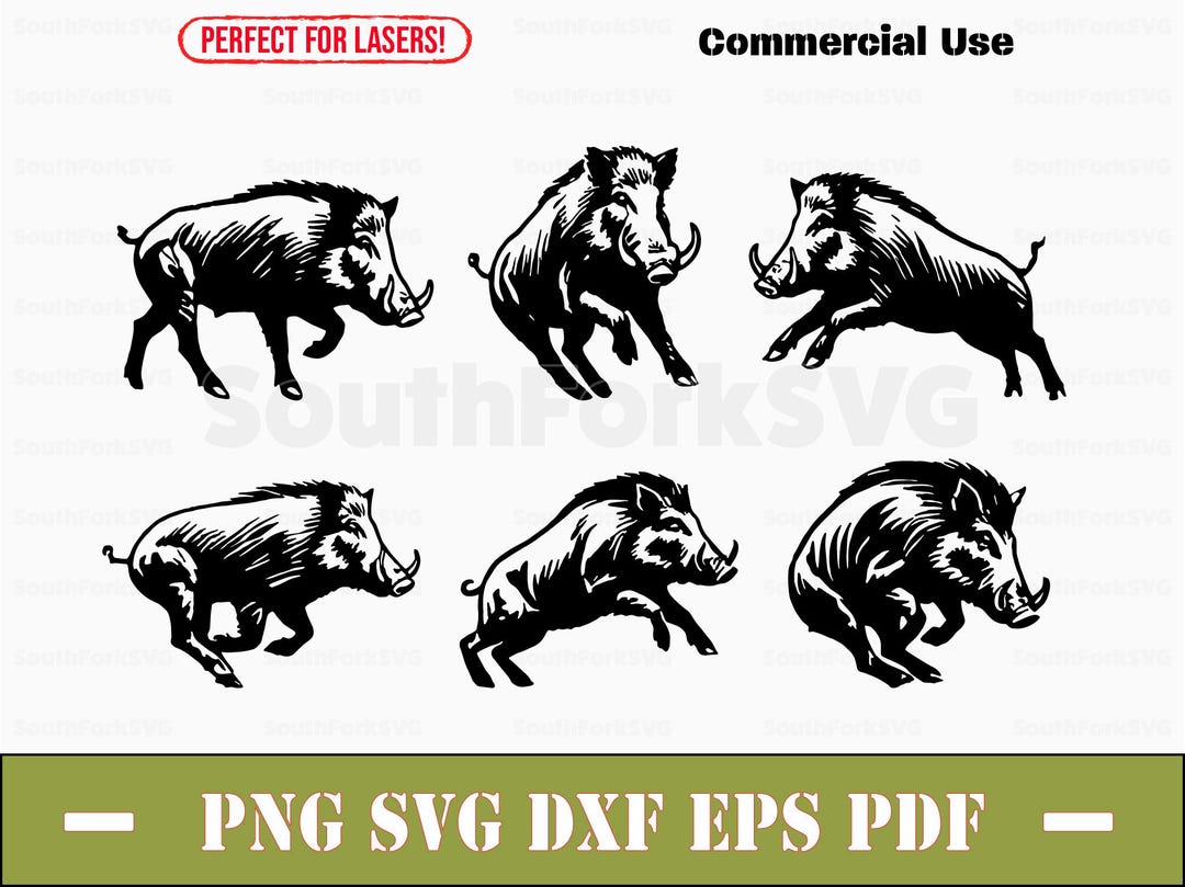 Simple Wild Boar Bundle Svg Png Dxf Eps Pdf | Vector Graphic Cut File ...