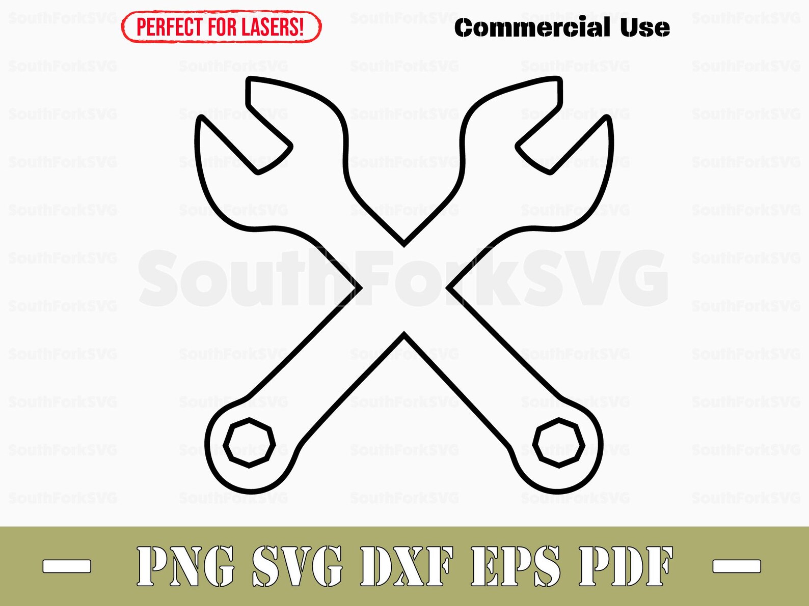 Crossed Wrenches Outline Svg Png Dxf Eps Pdf | Vector Graphic Cut File ...