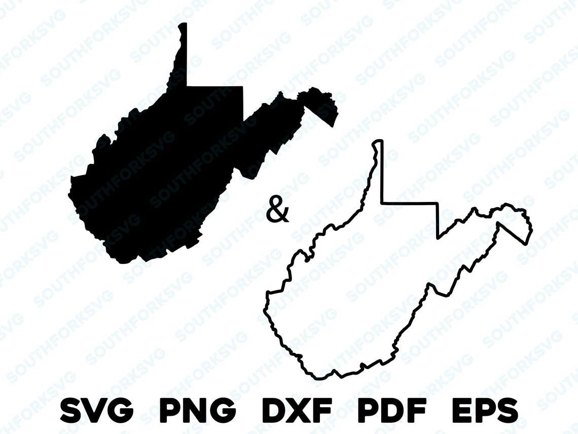West Virginia State Silhouette & Outline Shapes Svg Png Dxf - Etsy