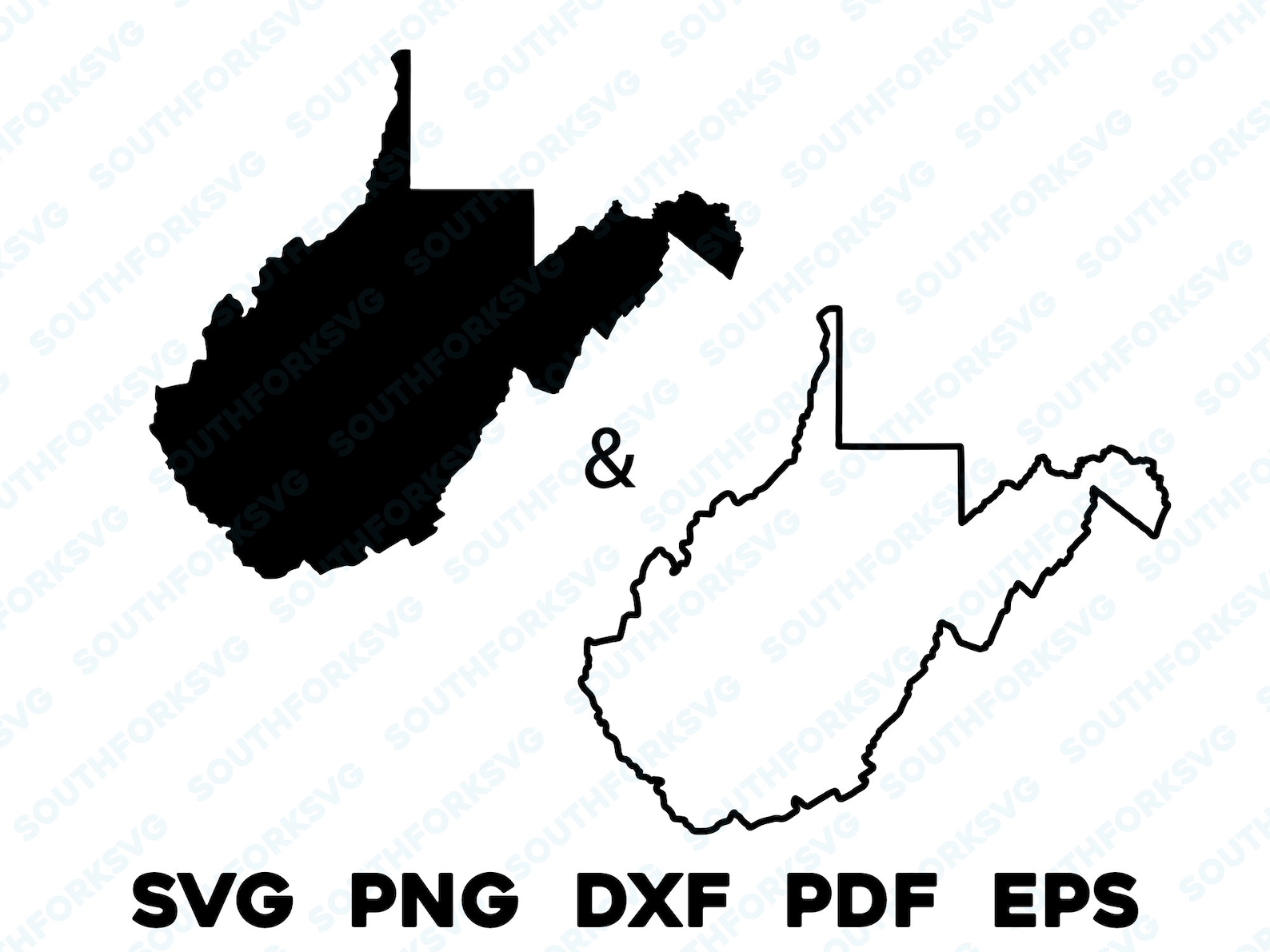 West Virginia State Silhouette & Outline Shapes Svg Png Dxf Pdf Eps ...