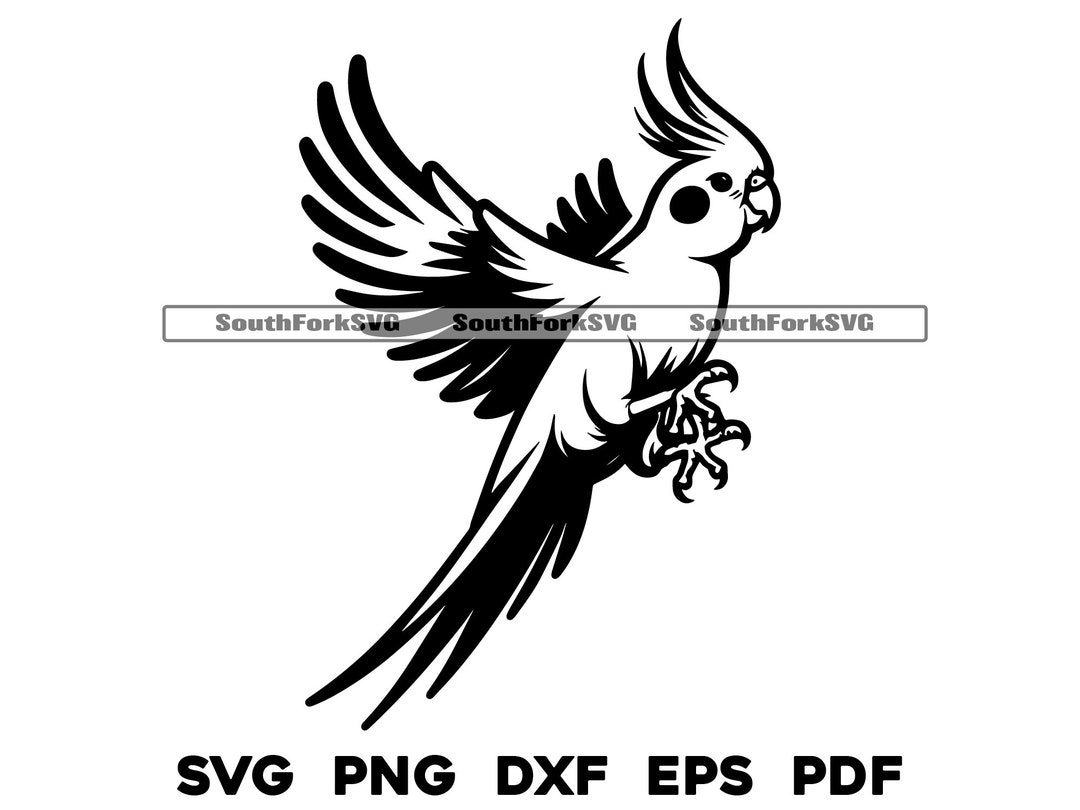 Simple Cockatiel Bird Flying Design | Svg Png Dxf Eps Pdf | Vector ...