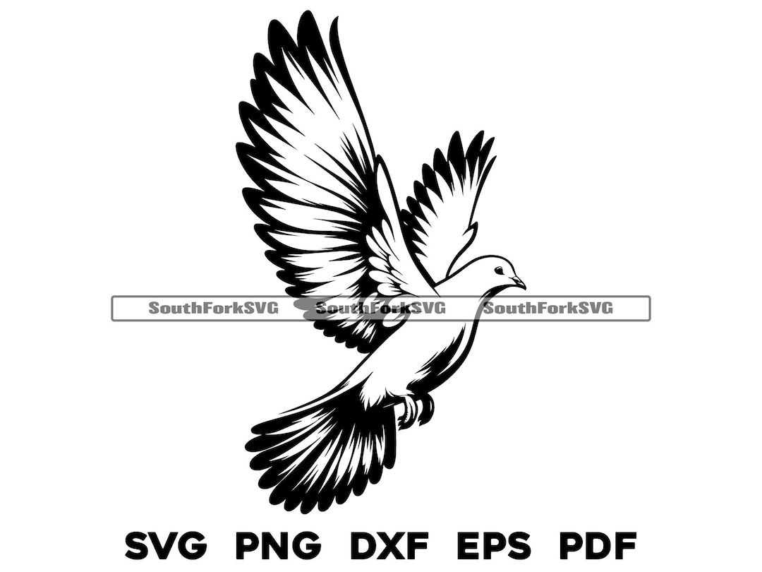 White Dove in Flight Bird Design | Svg Png Dxf Eps Pdf | Vector Graphic ...
