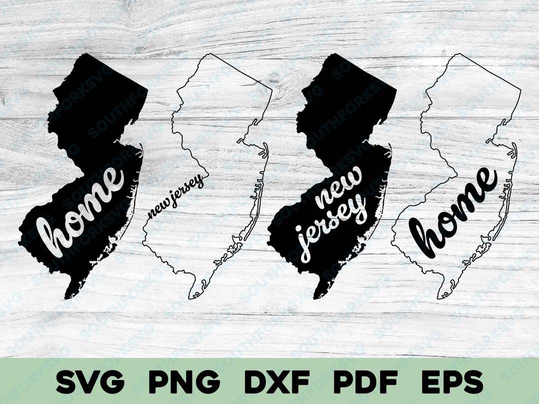 New Jersey State Outline + Silhouette Script Bundle | Svg Png Dxf Eps ...