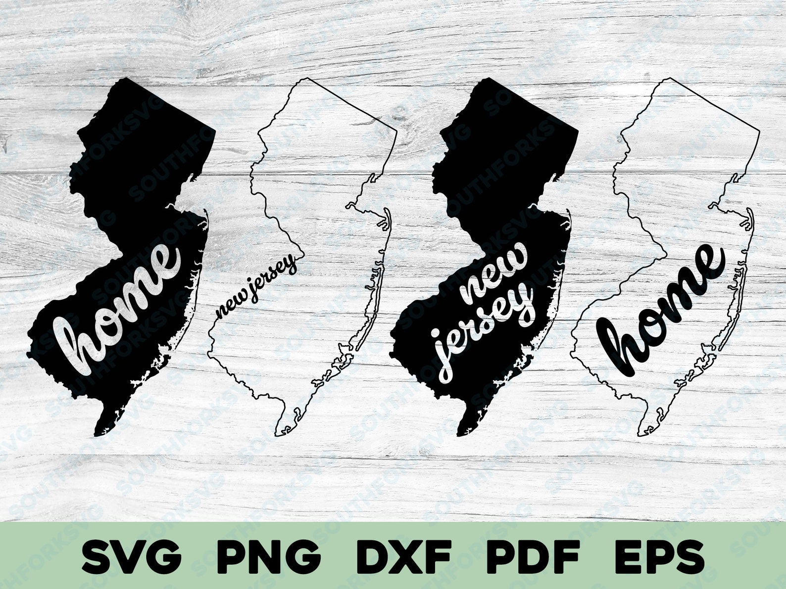 New Jersey State Outline + Silhouette Script Bundle | Svg Png Dxf Eps ...