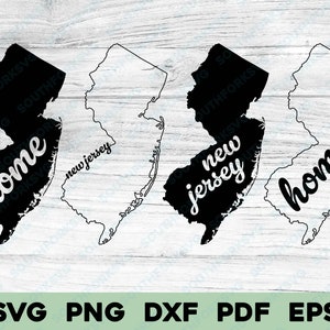 New Jersey State Outline + Silhouette Script Bundle | Svg Png Dxf Eps ...