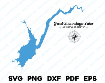 Great Sacandaga Lake New York Map Svg Dxf Pdf Eps Crv Vector - Etsy