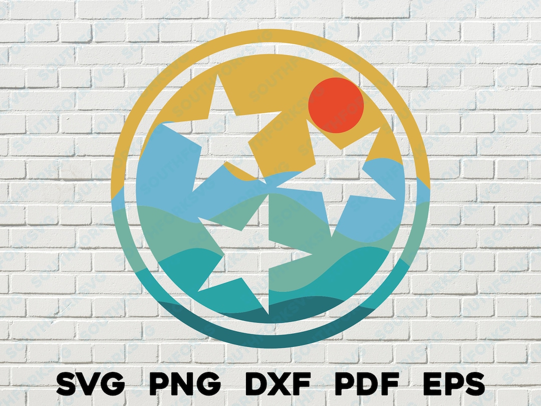 Retro Mountains Tennessee Tri-star Svg Png Dxf Eps Pdf Layered by Color ...