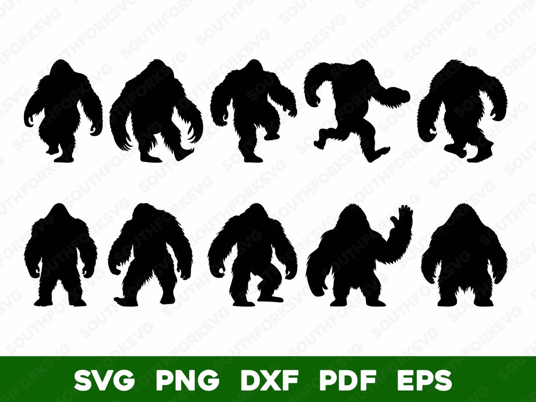 Bigfoot Simple Silhouette Bundle 1 | Svg Png Dxf Eps Pdf | Vector ...