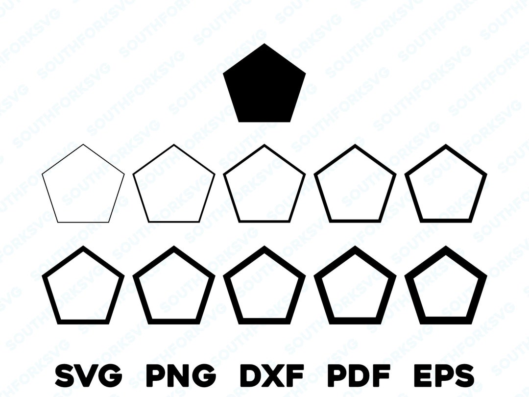 Pentagon Line Stroke Bundle | Svg Png Dxf Eps Pdf | Vector Graphic ...