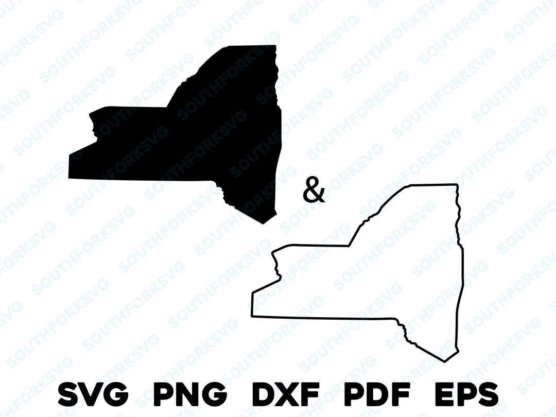 Upstate New York State Silhouette & Outline Shapes Svg Png Dxf Pdf Eps ...