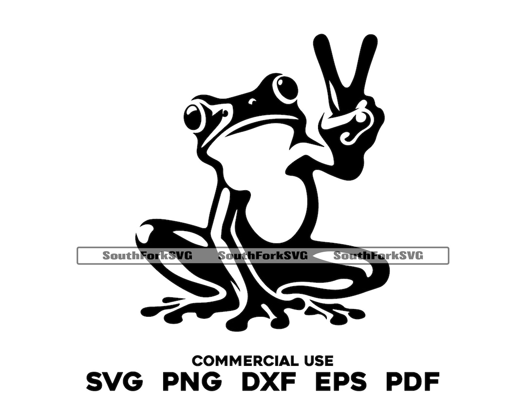 Frog Peace Sign Svg Png Dxf Eps Pdf | Vector Graphic Cut File Laser ...