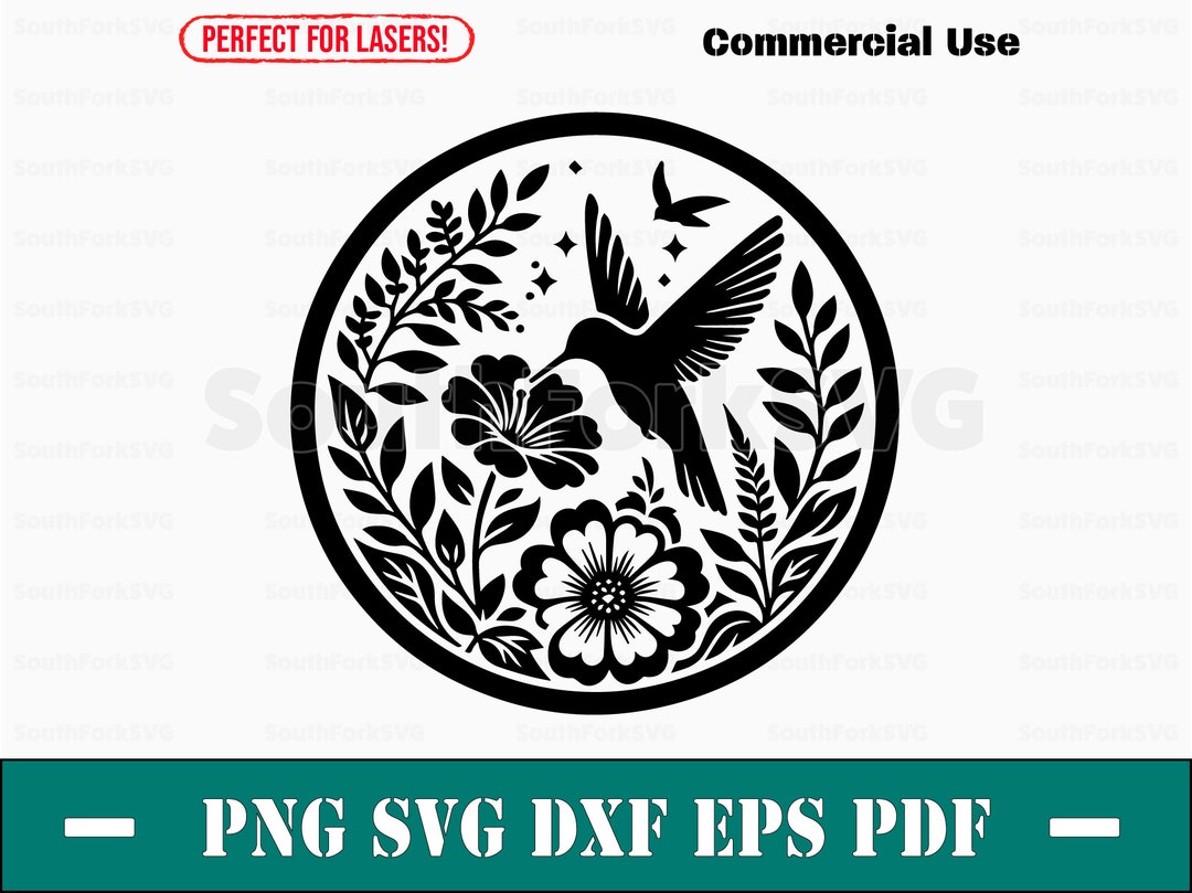 Hummingbird Feeding Svg Png Dxf Eps Pdf | Laser Engrave Cut Print Files ...