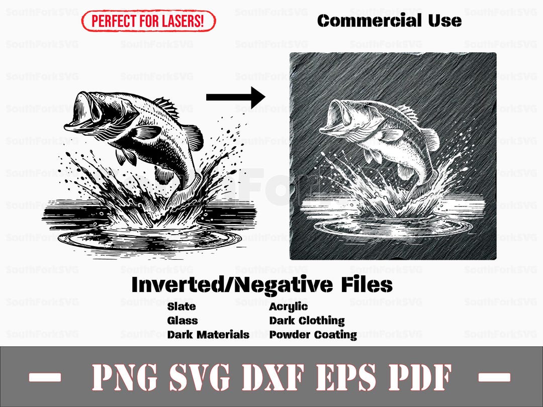 Inverted Largemouth Bass Jumping Svg Png Dxf Eps Pdf Vector Graphic Cut ...