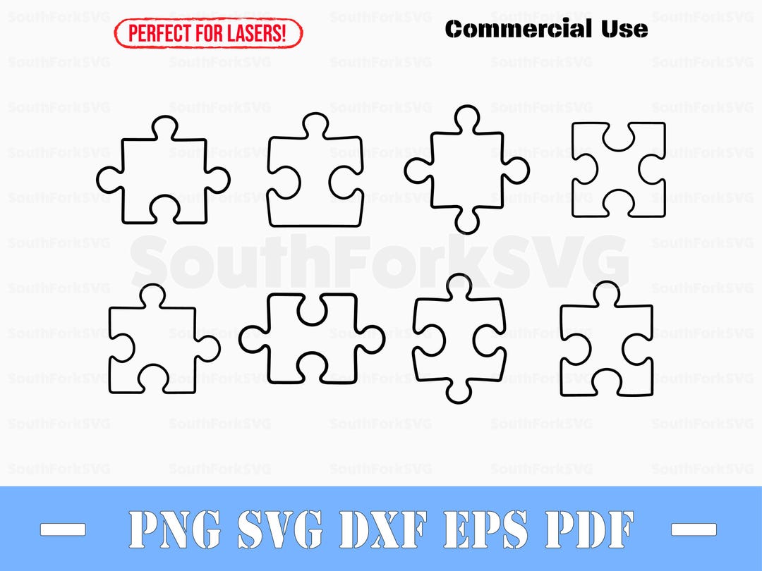 Simple Puzzle Pieces Outlines Bundle Svg Png Dxf Eps Pdf | Vector ...