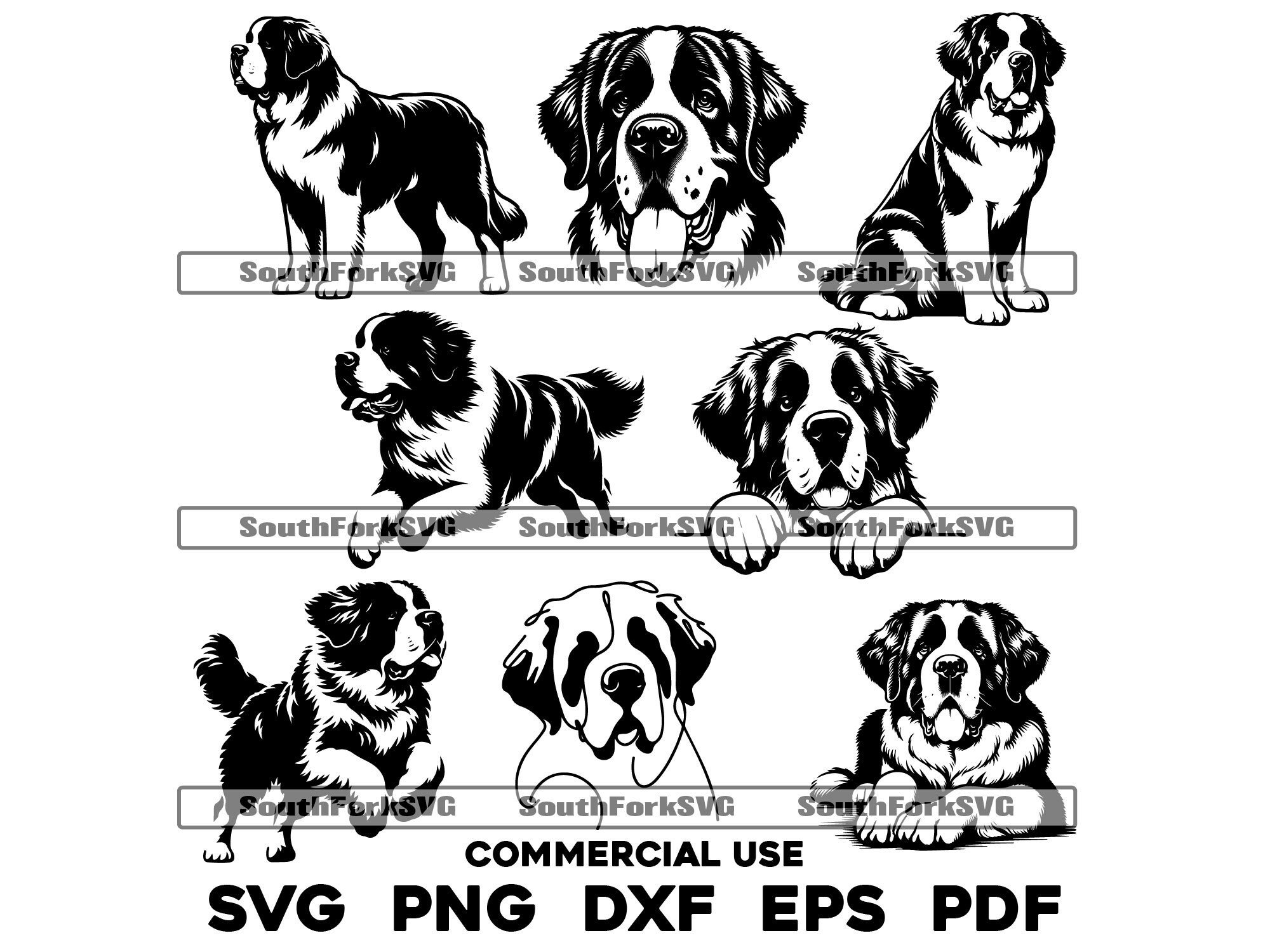 Paquete de San Bernardo svg png dxf eps pdf / archivo de corte gráfico vectorial clip art láser ...