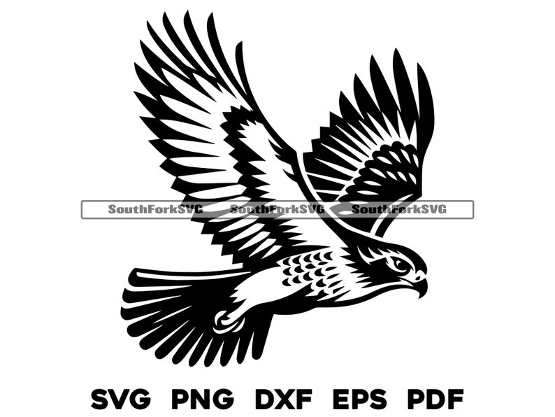 Flying Hawk Design Svg Png Dxf Eps Pdf | Laser Engrave Cut Print Files ...