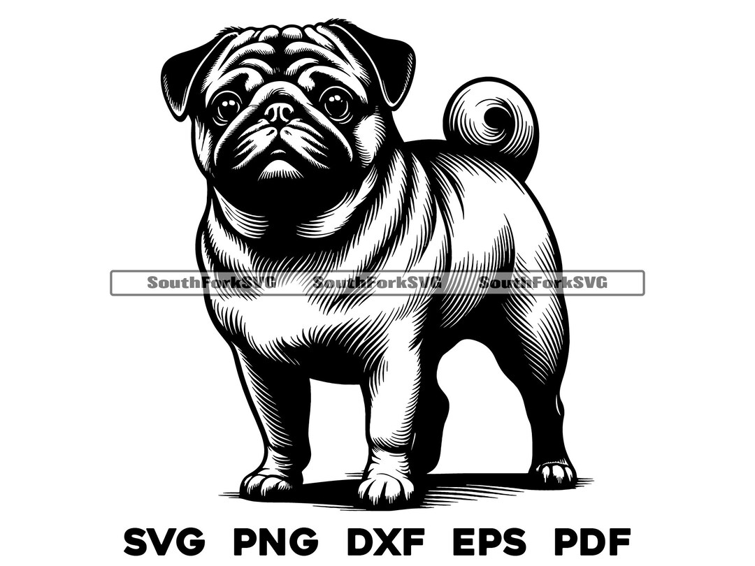 Pug Dog Design Files | Svg Png Dxf Eps Pdf | Vector Graphic Cut File ...