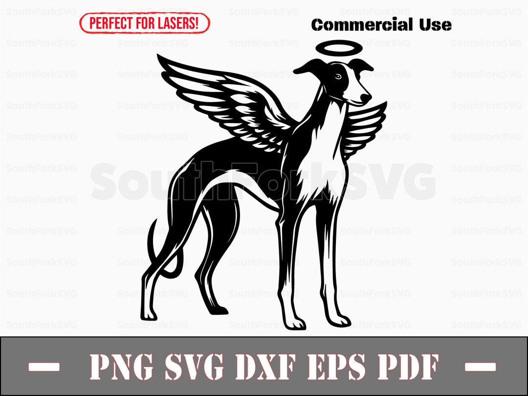 Greyhound Angel Wings & Halo Svg Png Dxf Eps Pdf Vector Graphic Cut ...